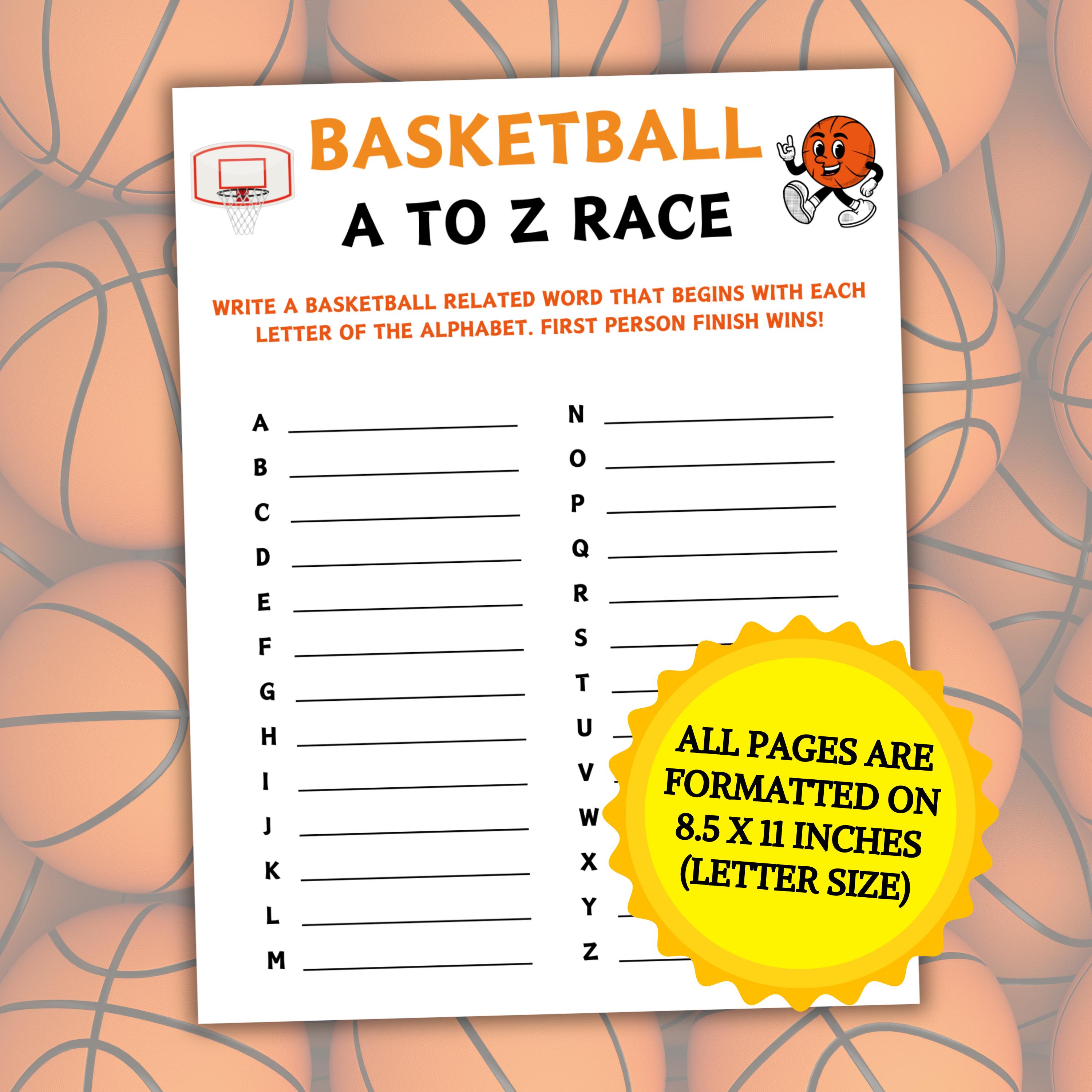 Basketball A to Z Race Game | Printable Basketball Alphabet Game ...