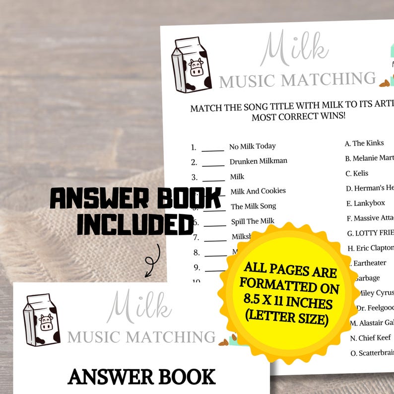 Milk Music Matching Game | Minimalist Match the Song to Its Artist ...