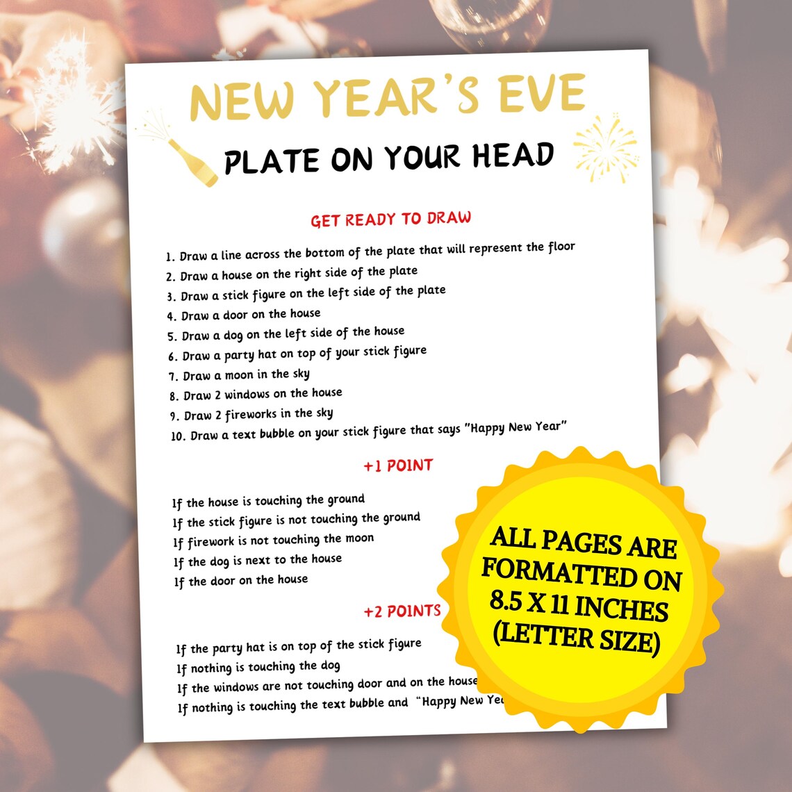 New Year's Eve Plate on Your Head Game | Hilarious New Years Drawing ...
