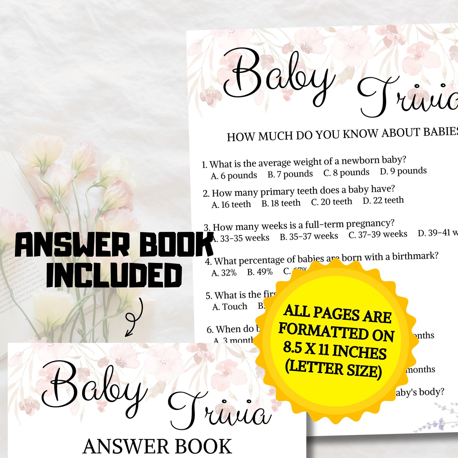 Baby Trivia Game | Baby Shower Printable Trivia Game | Baby Shower ...