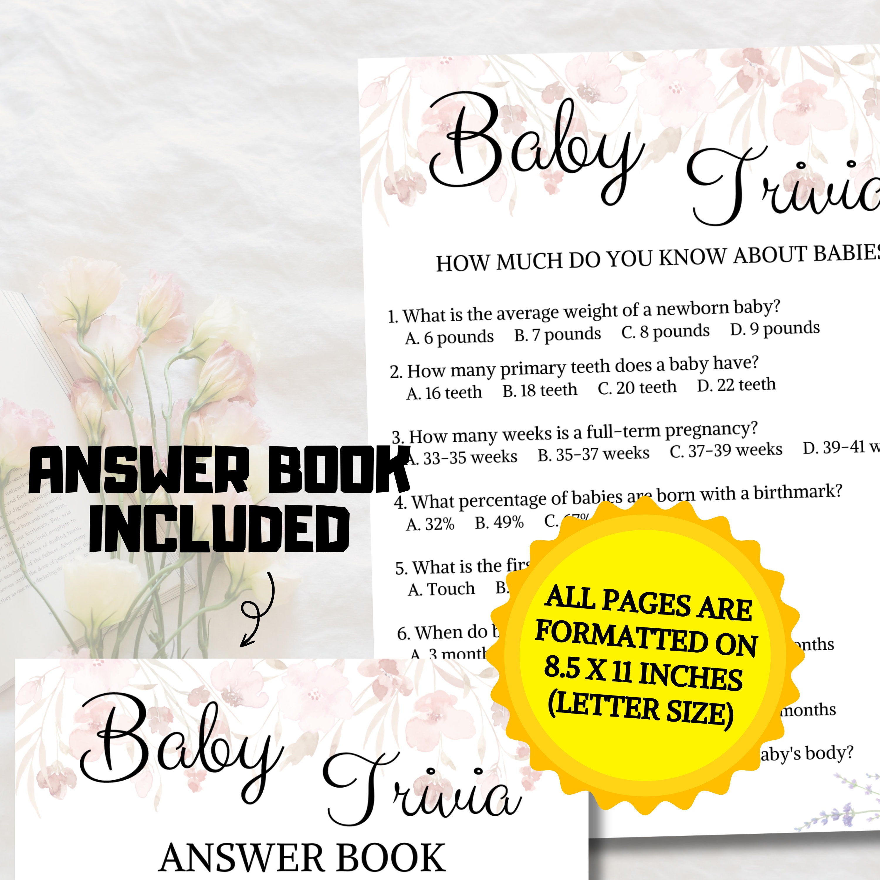 Baby Trivia Game | Baby Shower Printable Trivia Game | Baby Shower ...