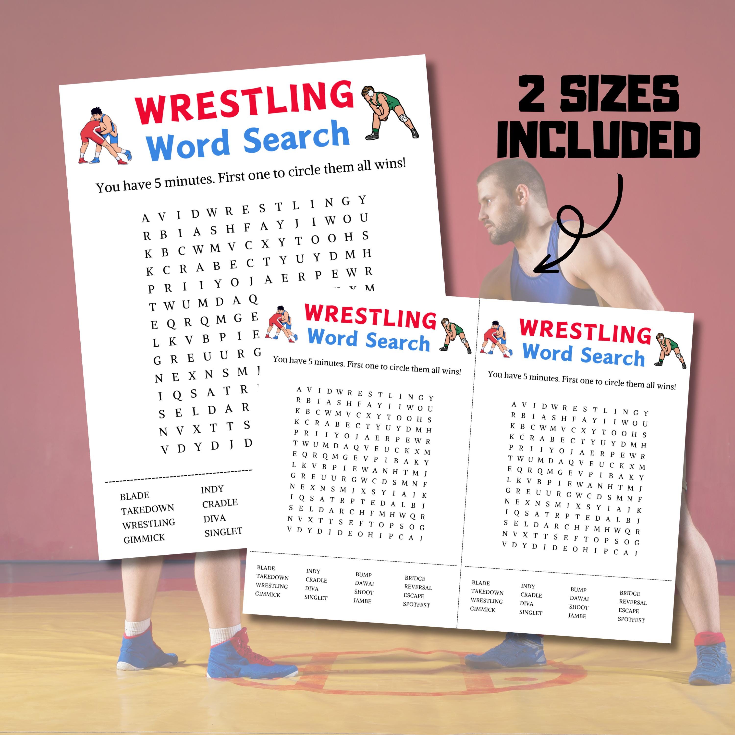 Wrestling Word Search Game | Wrestling Word Find Game | Wrestling Word ...