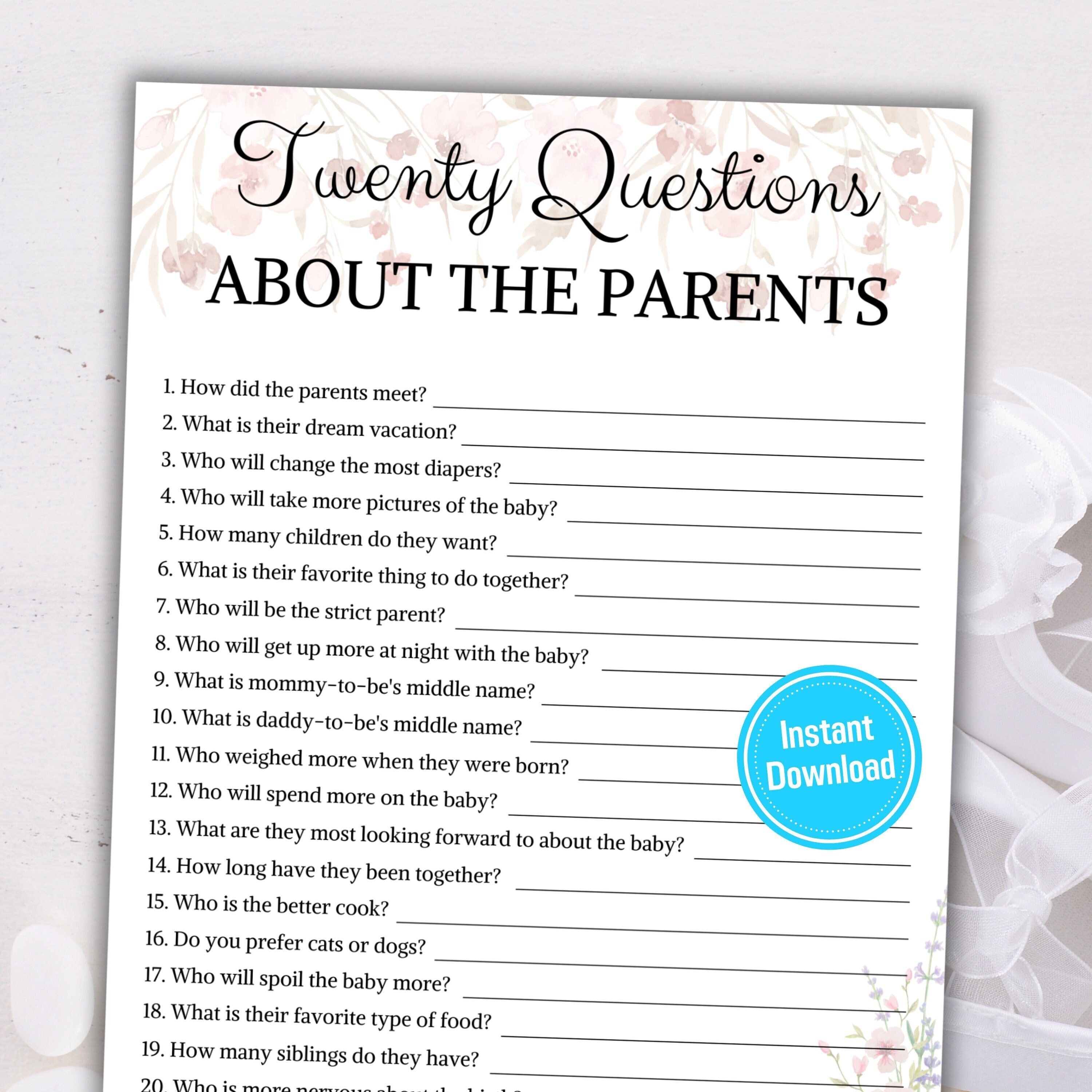 Baby Shower 20 Questions About the Parents | How Well Do You Know the ...