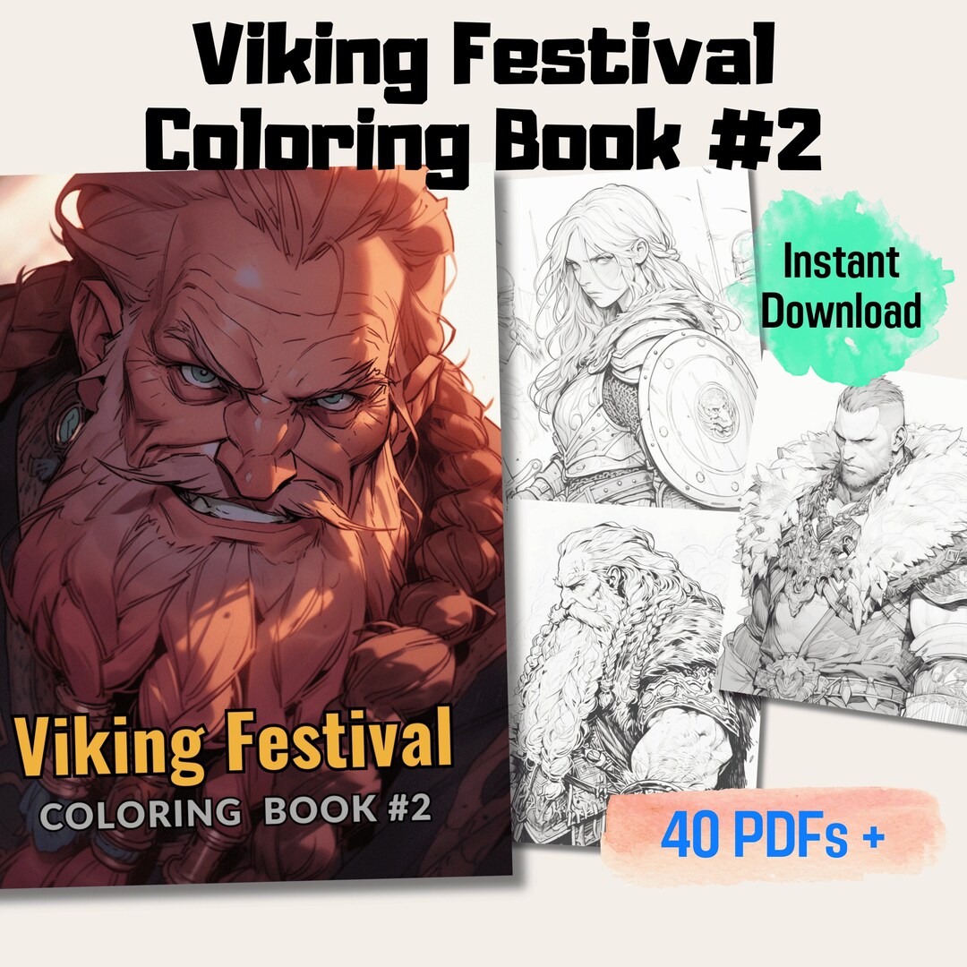 Viking Festival Grayscale Coloring Book, 20 Intricate Pages for ...