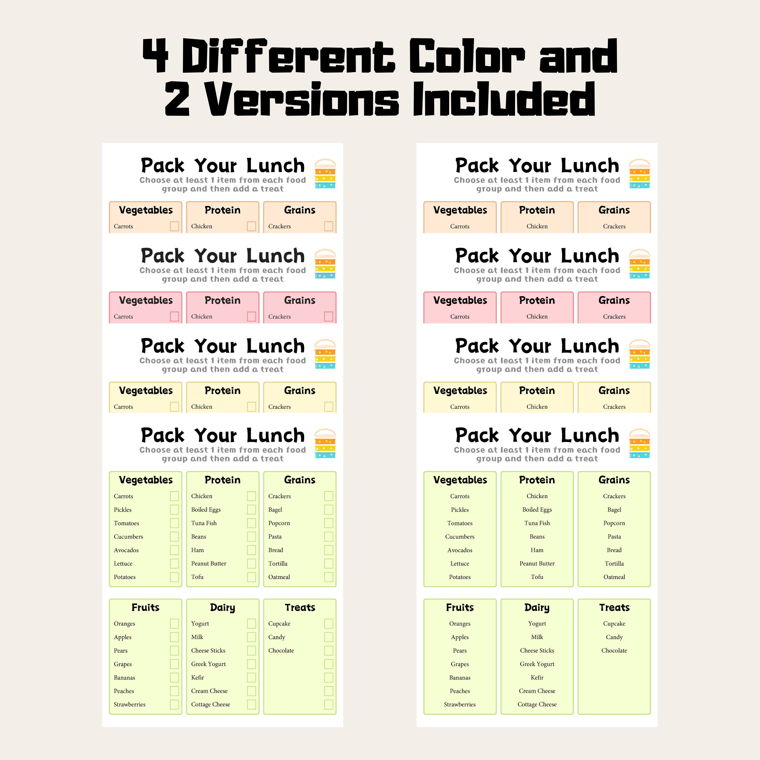 Pack Your Lunch Checklist Warm Color Tone | Pack Your Own Lunch ...