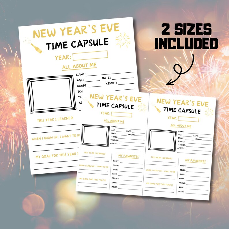 New Year's Eve Kids Time Capsule Game | New Years Time Capsule ...