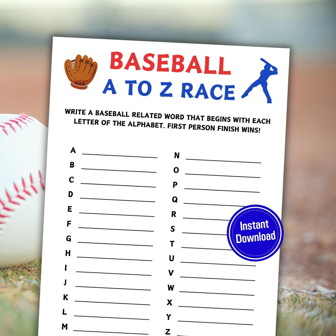 Baseball A to Z Race Game | Printable Baseball Team Alphabet Game ...