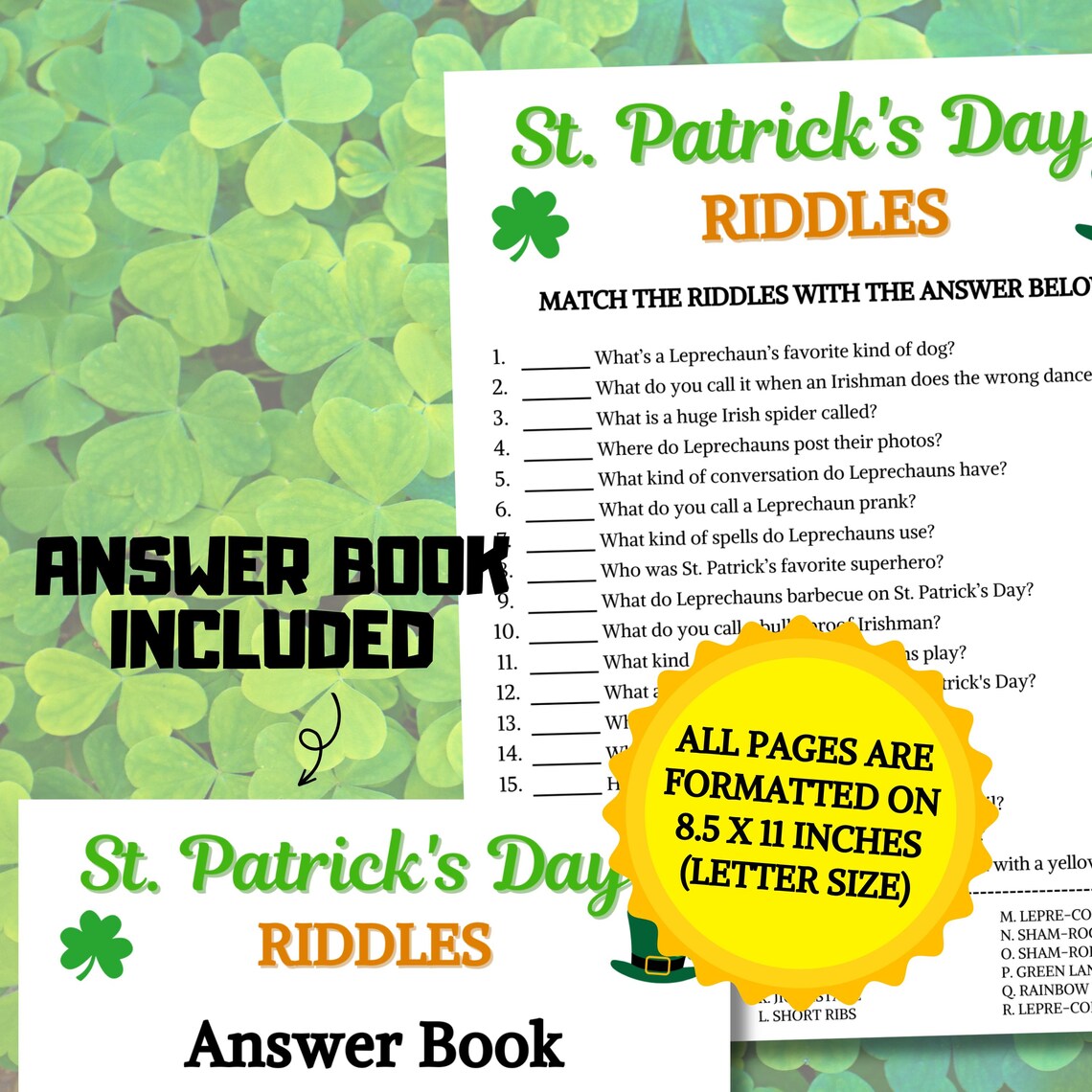 St. Patrick's Day Riddles Game | St. Patrick's Day Party Riddle Me This ...