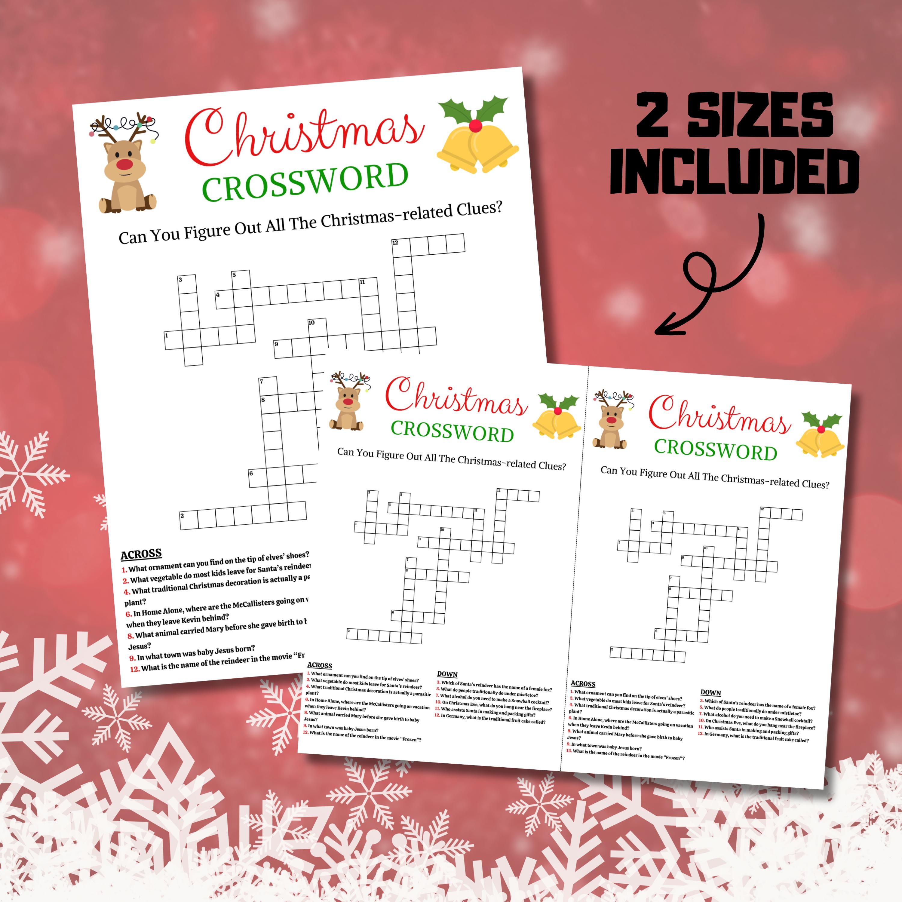 Christmas Crossword Game | Printable Christmas Word Puzzle | Christmas ...