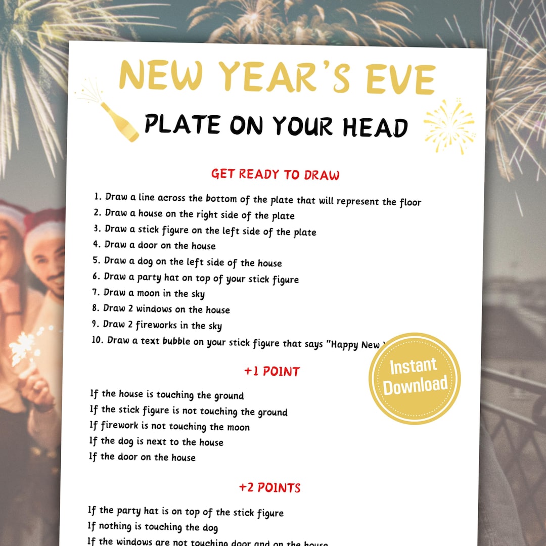 New Year's Eve Plate on Your Head Game | Hilarious New Years Drawing ...
