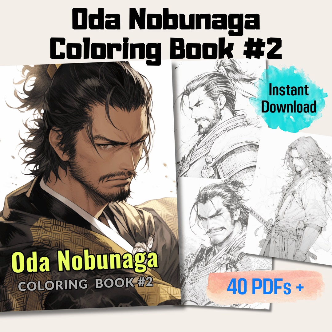 20 Pages Oda Nobunaga Grayscale Coloring Book, Perfect for Art Lovers ...