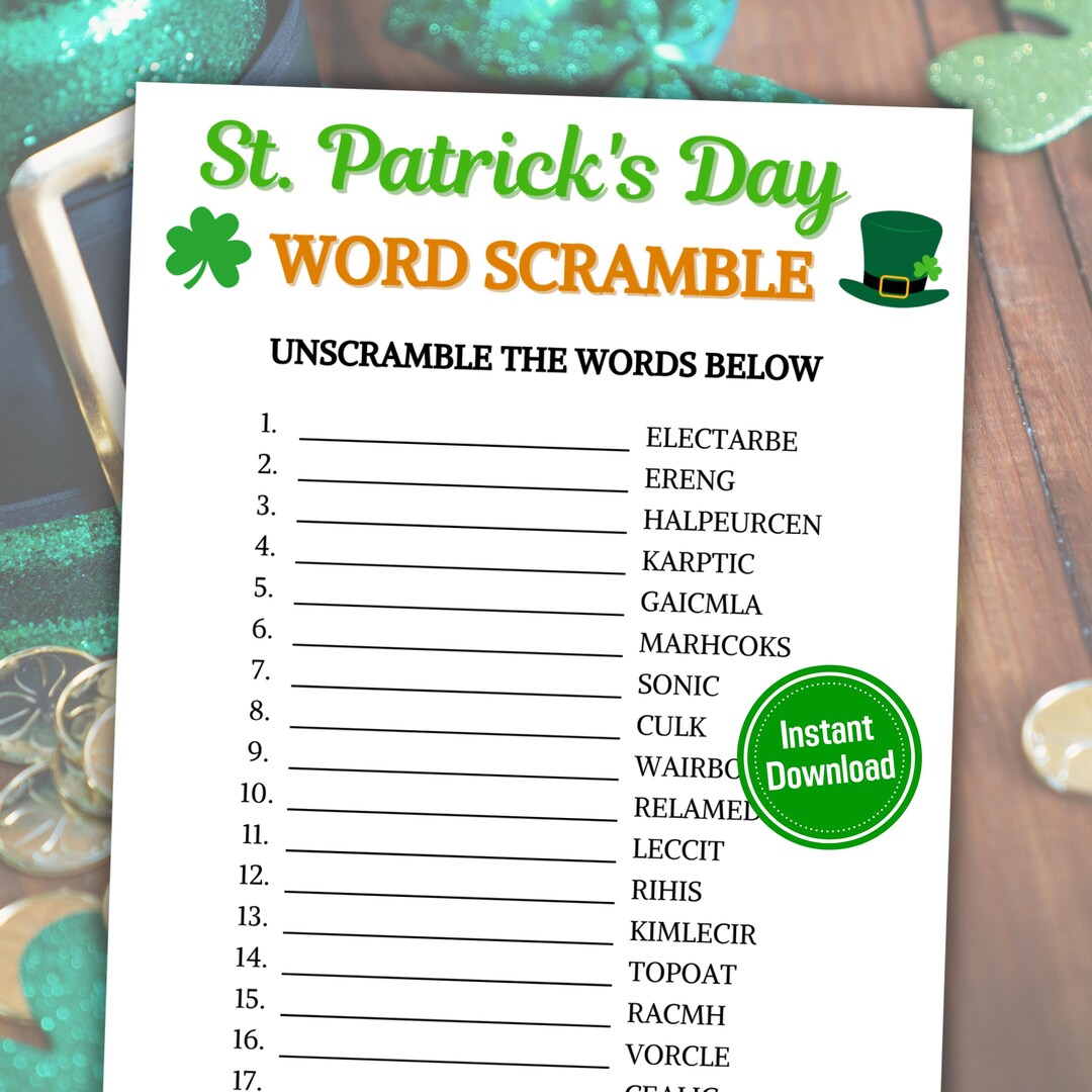 St. Patrick's Day Word Scramble Game | Printable St. Patrick's Day ...