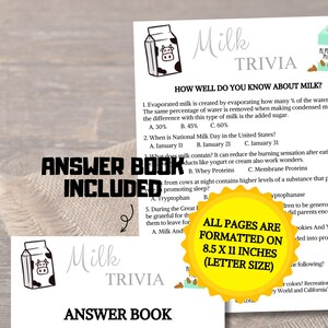 Milk Trivia Game | Printable Milk Trivia Quiz | Milk Knowledge Quiz ...