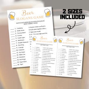 Beer Slogans Game | Printable Beer Tagline Games | Beer Party Trivia ...