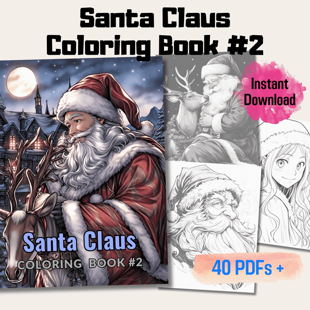 20 Pages Santa Claus Grayscale Coloring Book, Fun for Adults and Kids ...