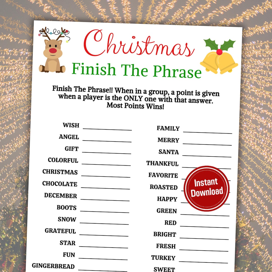 Christmas Finish the Phrase Game | Christmas Think Fast Game ...