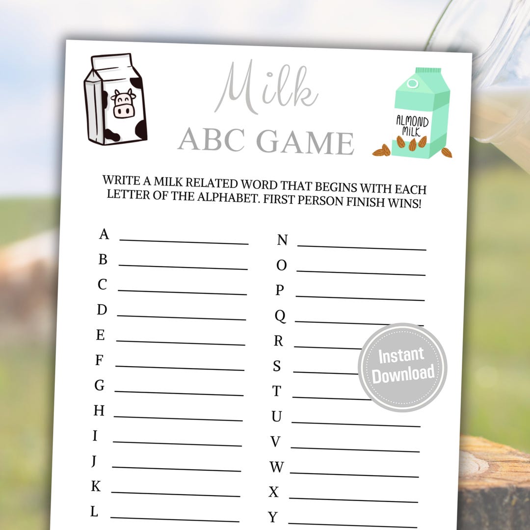 Milk ABC Game | Printable Milk Alphabet Game | Printable Milk Word Game ...