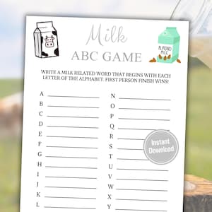 Milk ABC Game | Printable Milk Alphabet Game | Printable Milk Word Game ...