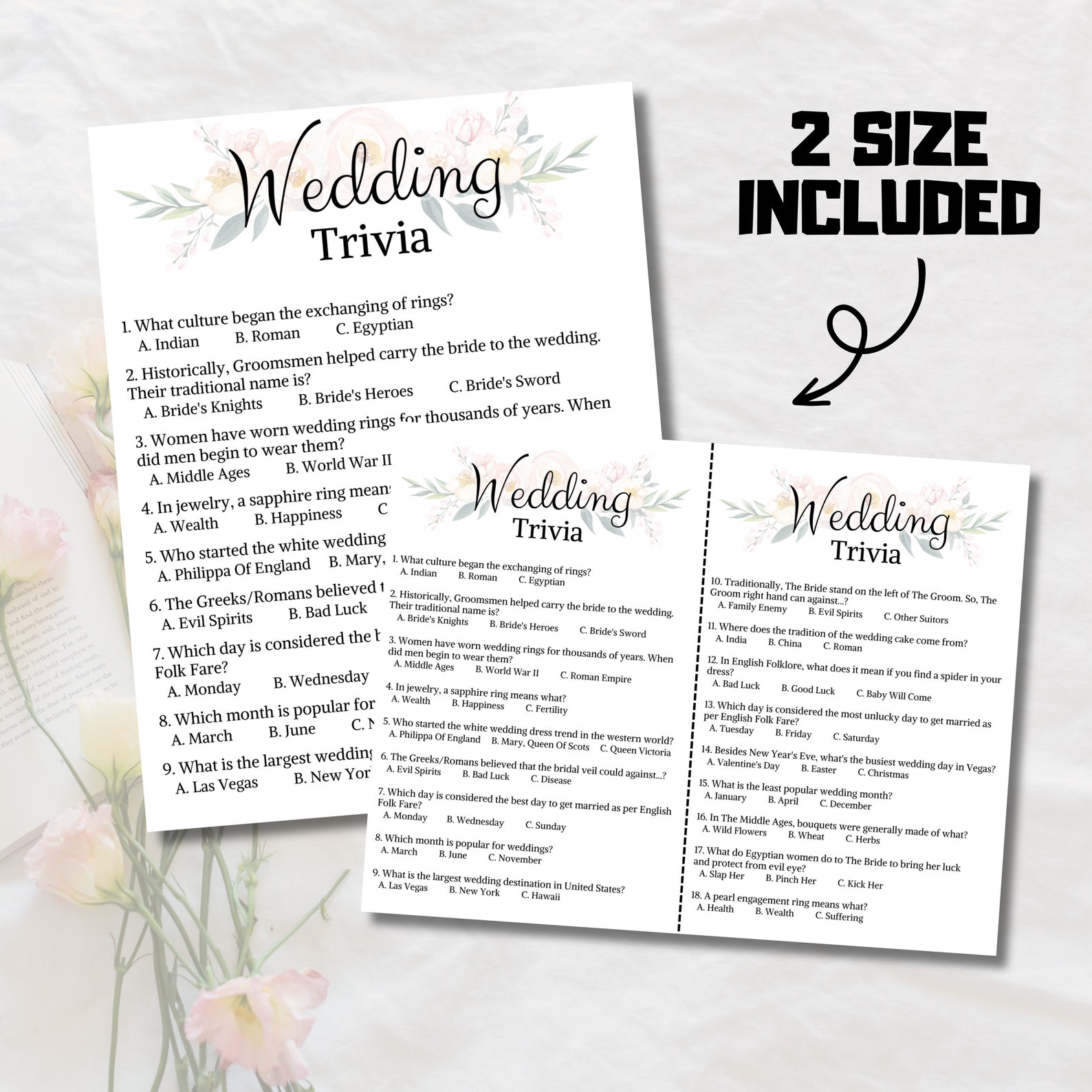 Wedding Trivia Game | Printable Bridal Shower Trivia Quiz | Bridal ...