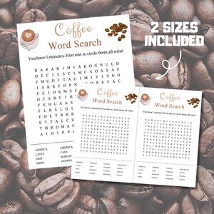 Coffee Word Search Game | Minimalist Coffee Party Word Find Game ...