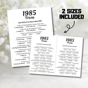 1985 Trivia Game | Printable 40th Birthday Party Game | Born in 1985 ...