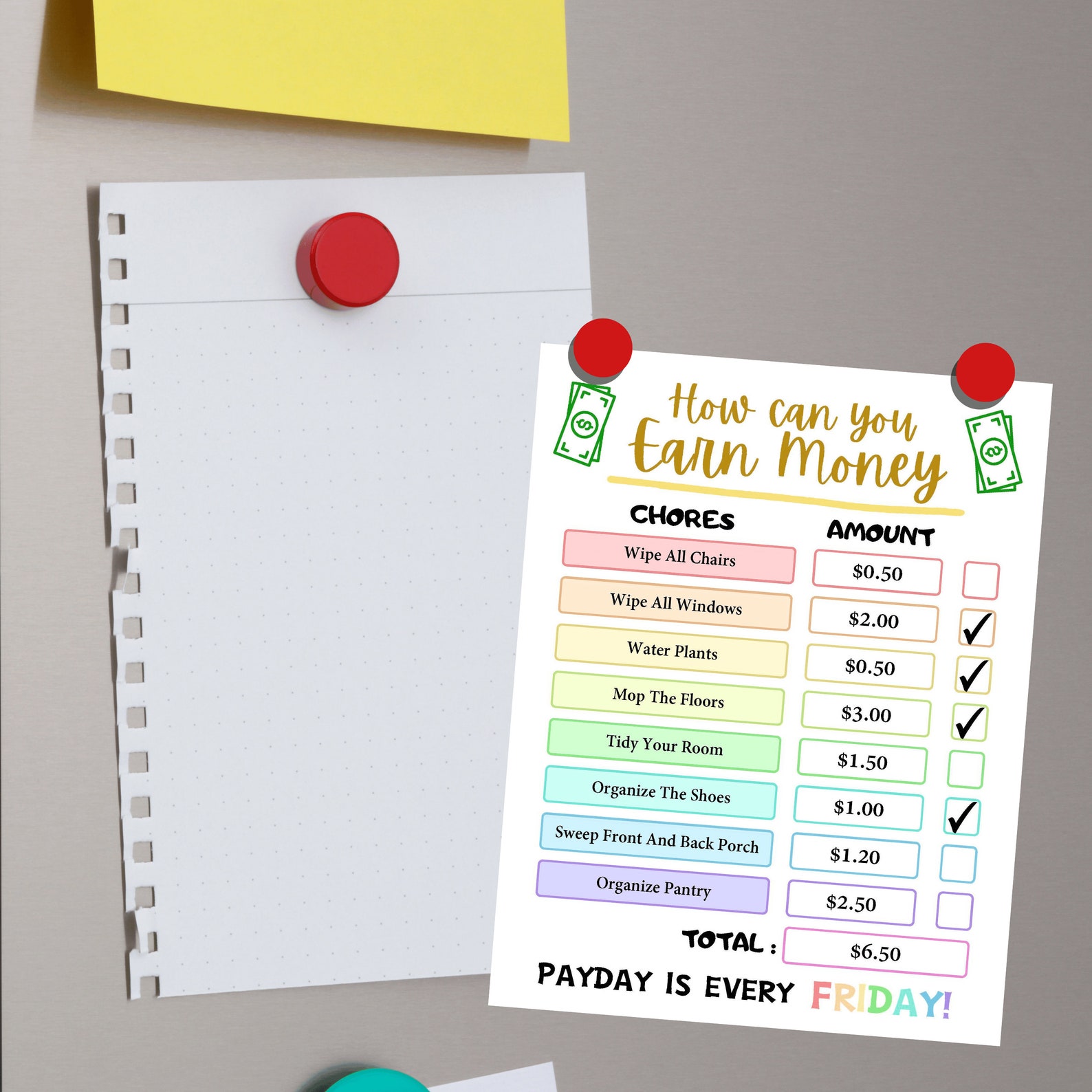 Editable Kids Earn Money Chore Chart All Color Bundle Editable ...