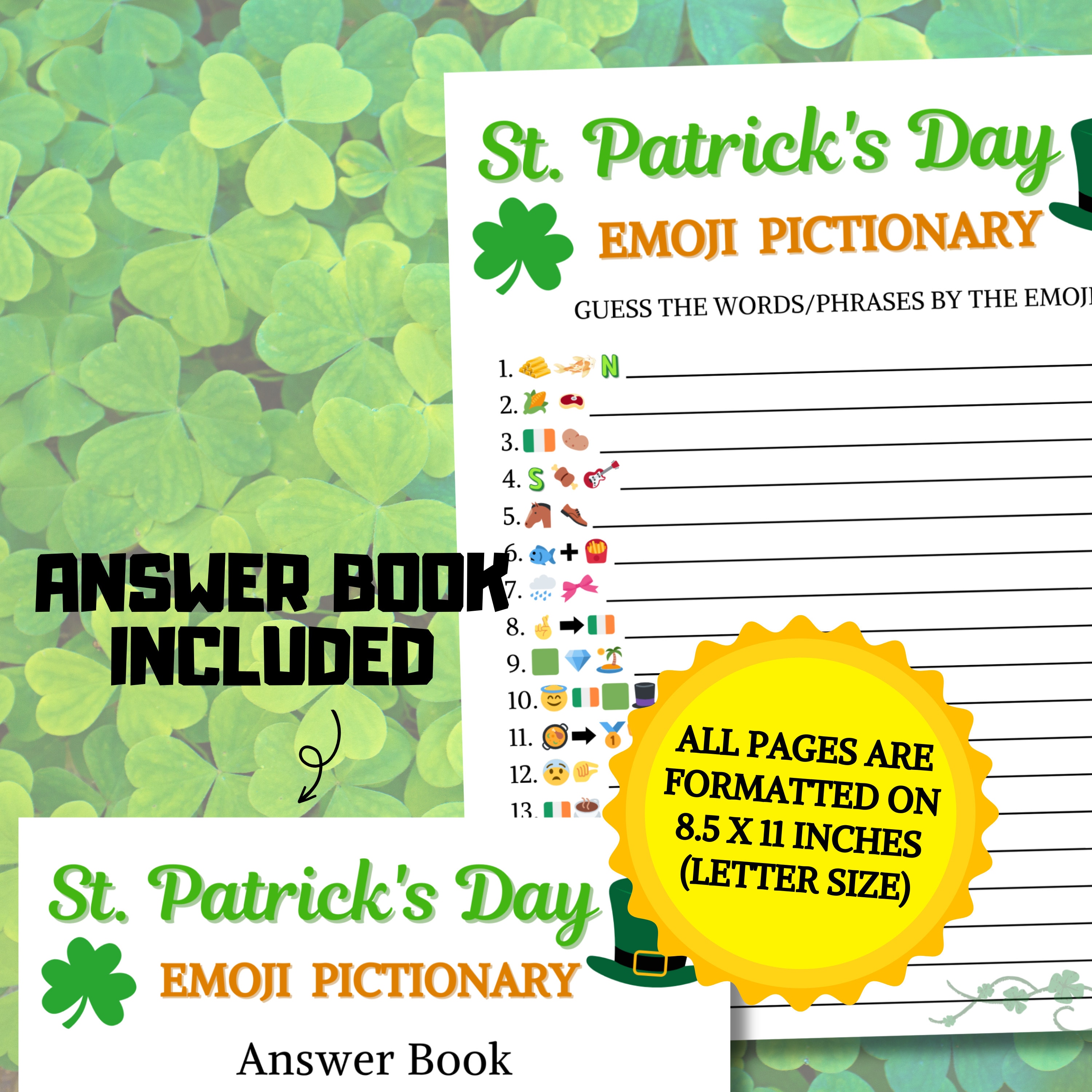 St. Patrick's Day Emoji Pictionary Game | Fun St. Patty's Day Emoji ...