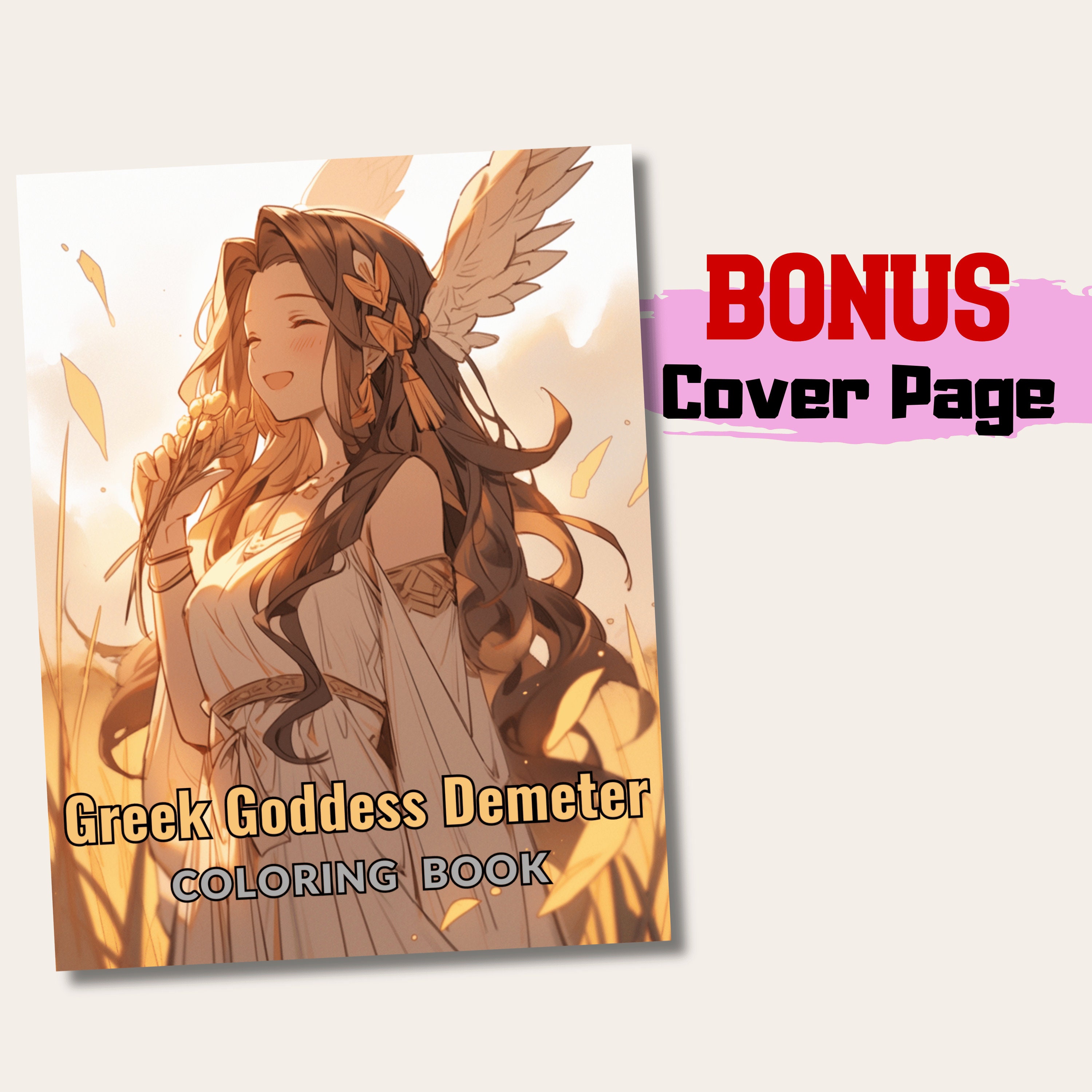 20 Pages Greek Goddess Demeter Grayscale Coloring Book - Etsy