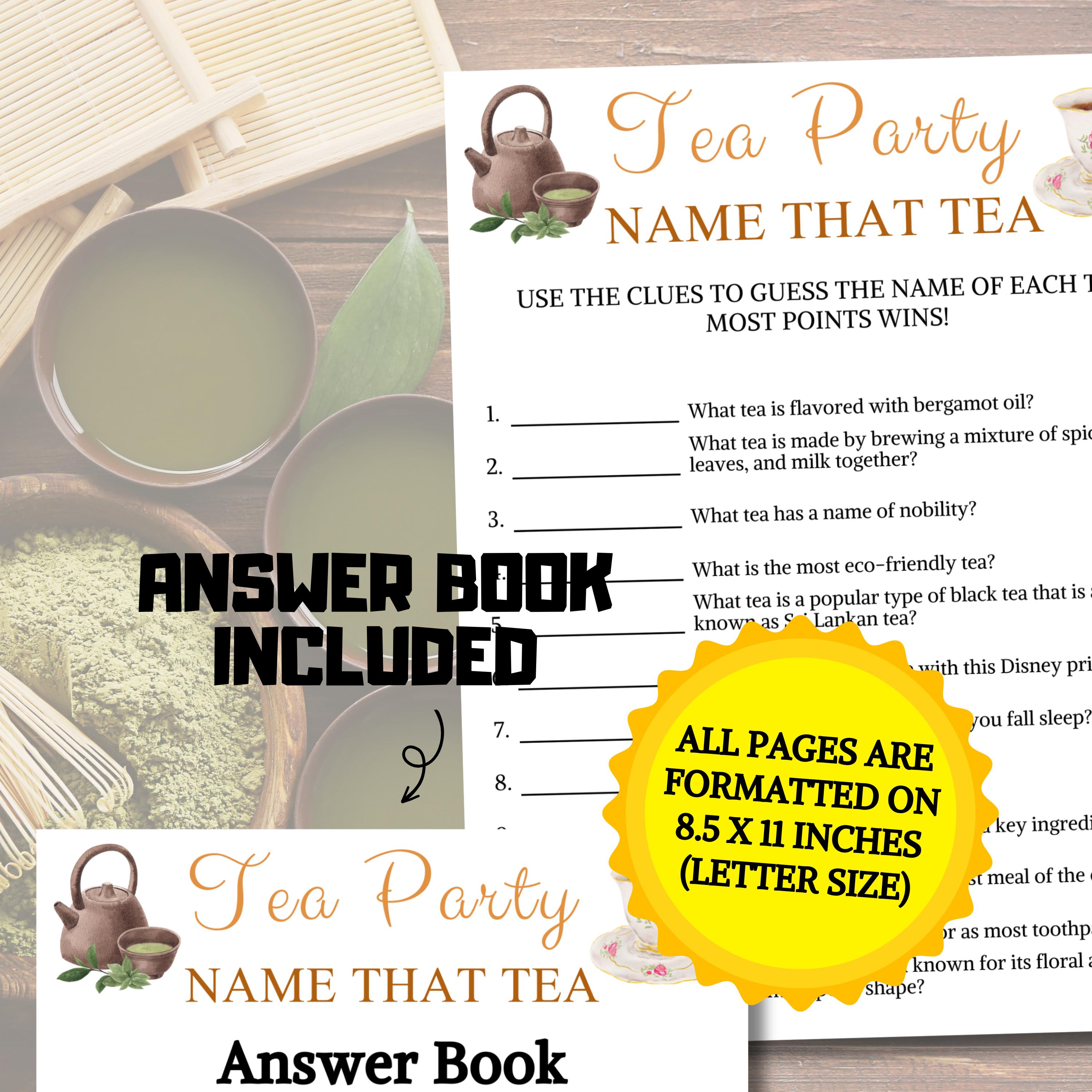 Tea Party Name That Tea Game | Printable Tea Knowledge Trivia Quiz ...