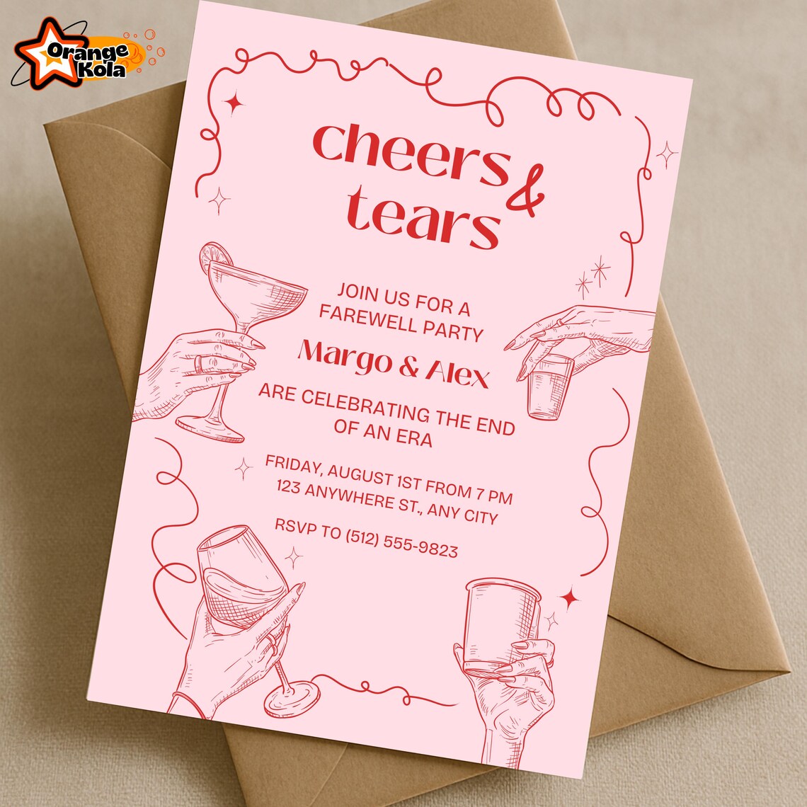 Cheers & Tears Going Away Party Invitation Editable Template Fun ...