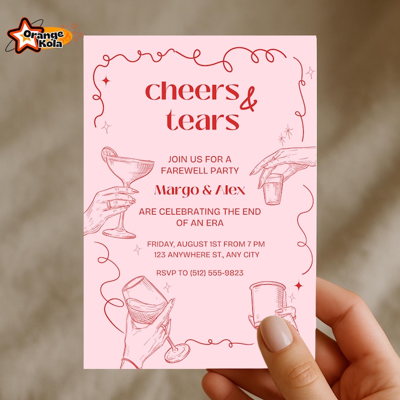 Cheers & Tears Going Away Party Invitation Editable Template Fun ...