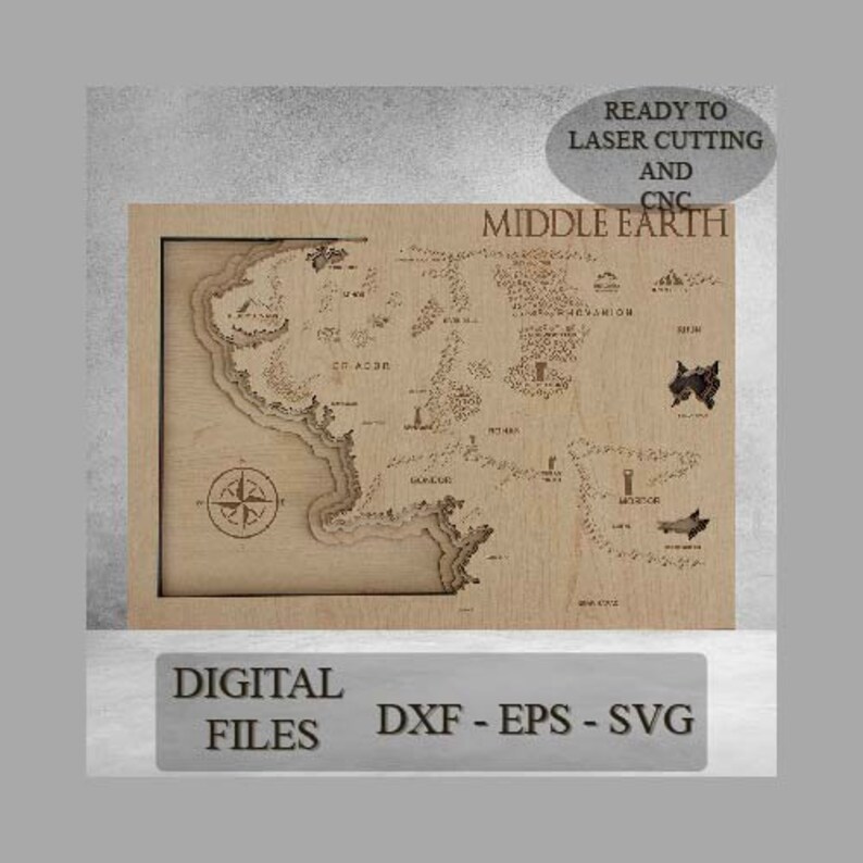 Lotr Middle-earth Map 3d-like Digital Files. Ready to Laser - Etsy