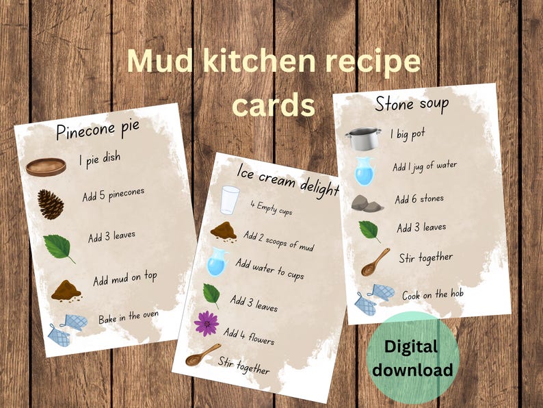 Mud Kitchen Recipe Cards, Printable, Preschool Children, Childminder ...