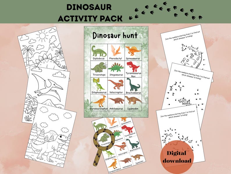 Dinosaur Scavenger Hunt: Printable Activity Sheets for Preschoolers ...