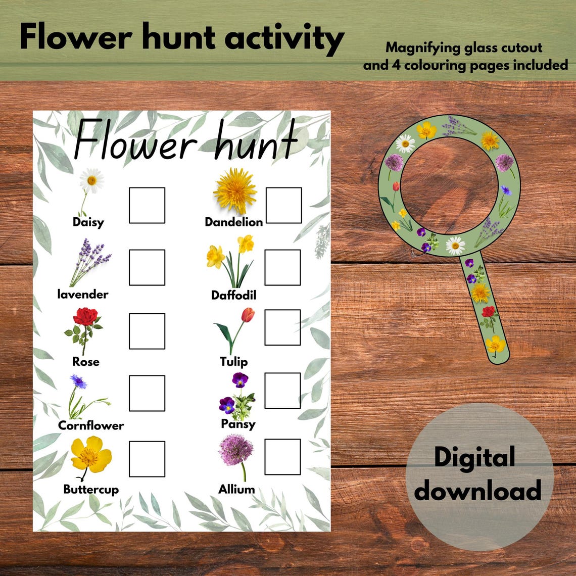 Flower Hunt Printable Activity, Garden Game, Scavenger Hunt, Party Game ...