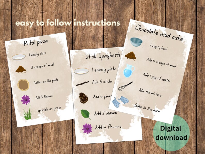 Mud Kitchen Recipe Cards, Printable, Preschool Children, Childminder ...
