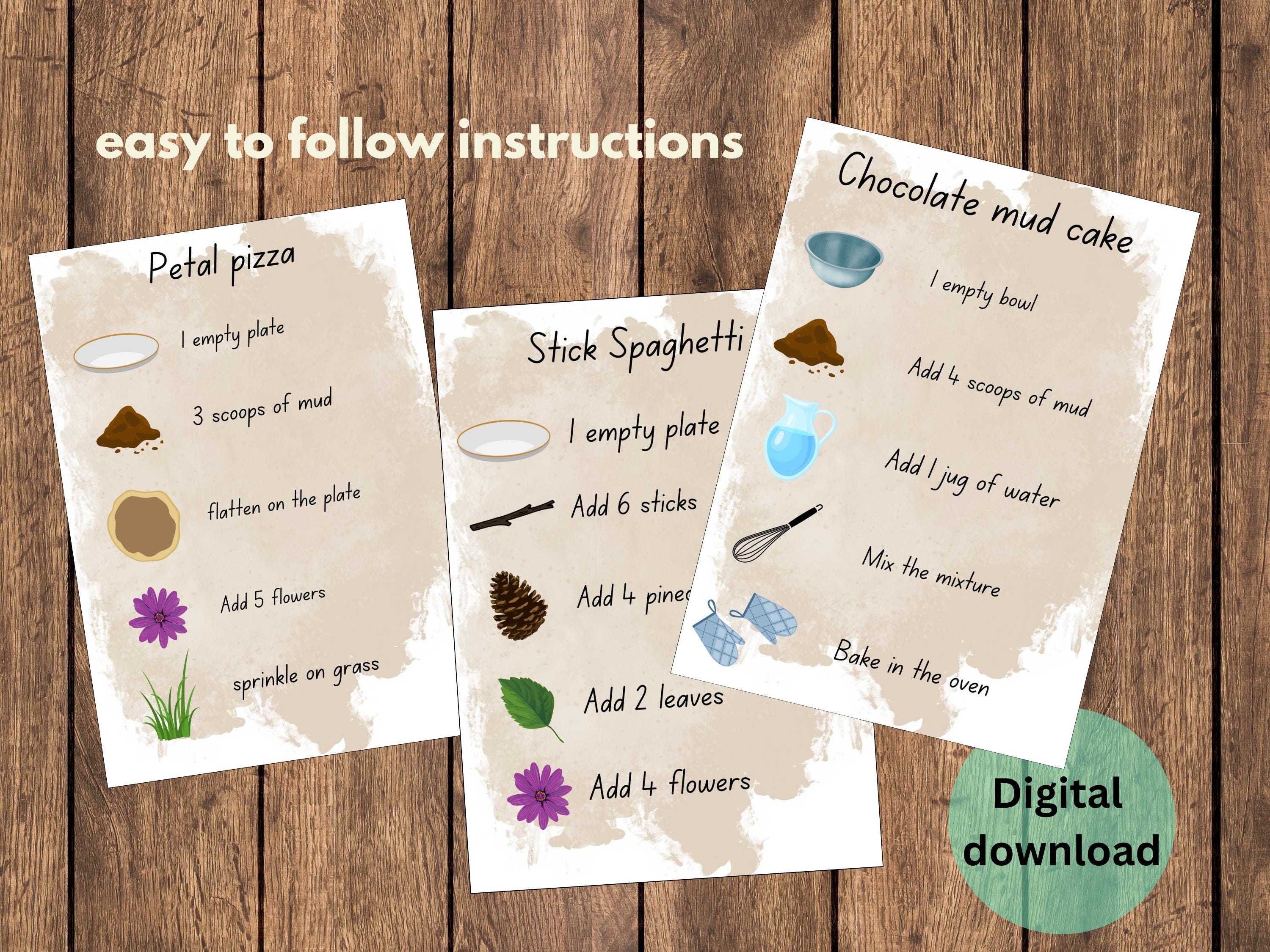 Mud Kitchen Recipe Cards, Printable, Preschool Children, Childminder ...