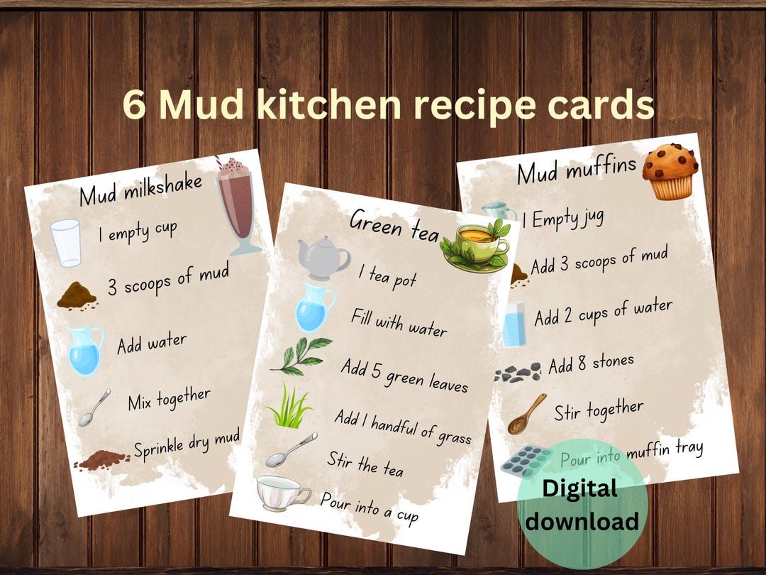 6 Mud Kitchen Recipe Cards, Printable, Preschool Children, Childminder ...