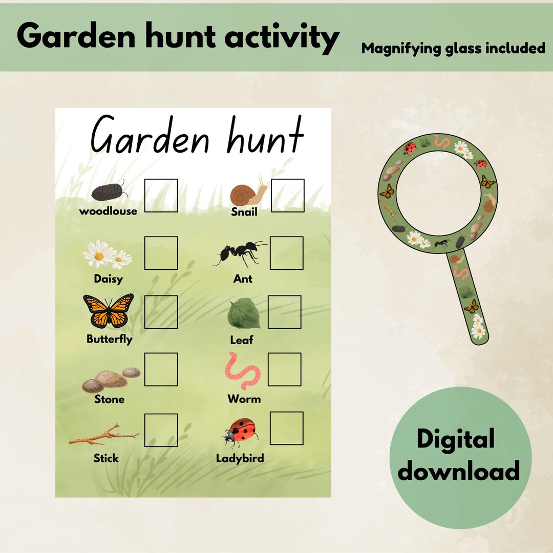 Garden Hunt Printable Activity Sheet, Scavenger Hunt, Outdoor Game for ...
