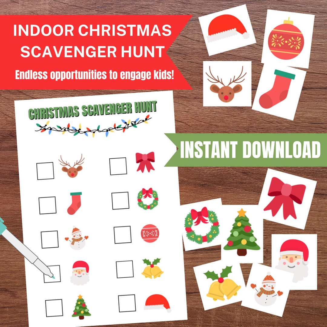 Christmas Scavenger Hunt, Indoor Scavenger Hunt for Kids, Holiday ...