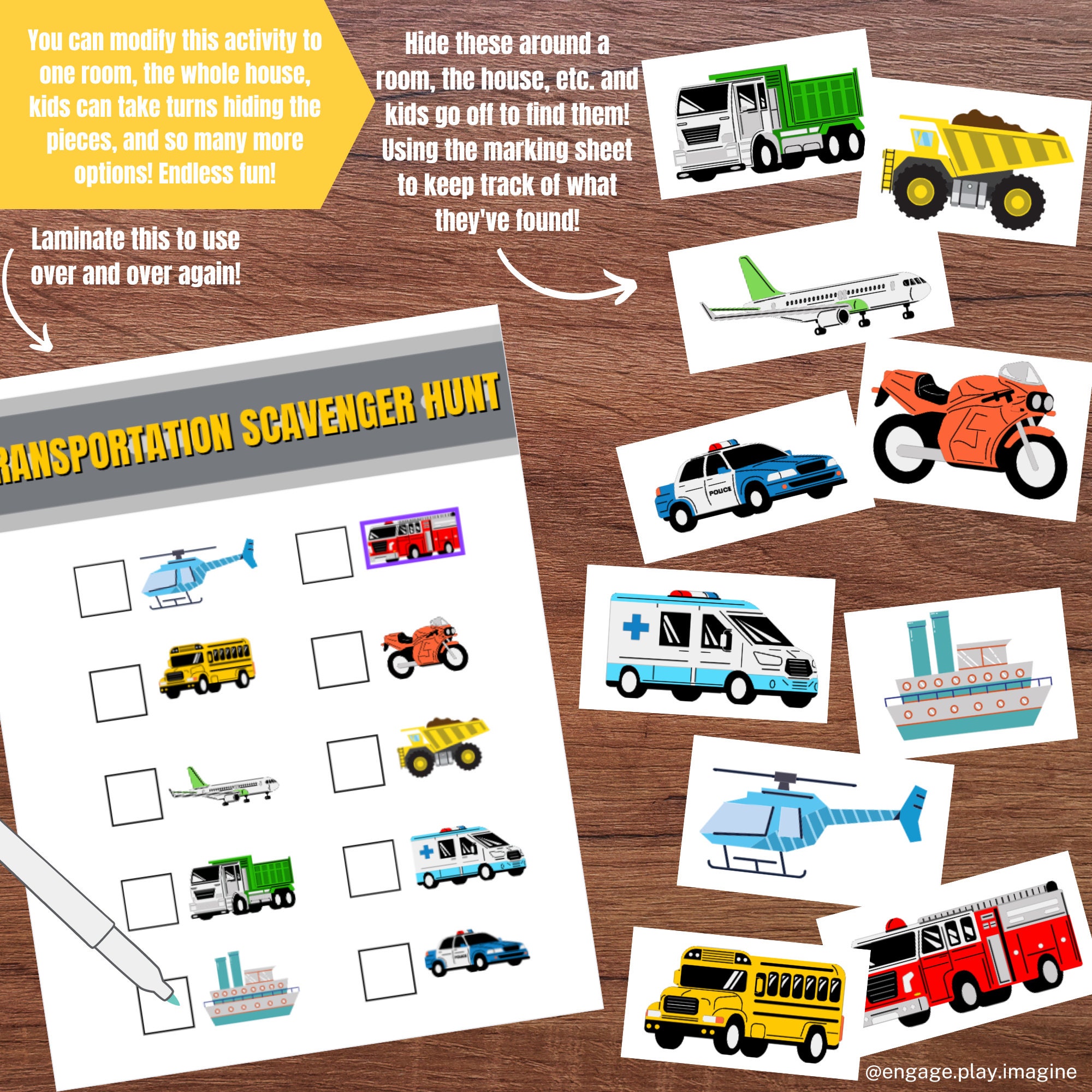Transportation Scavenger Hunt, Indoor Scavenger Hunt for Kids ...