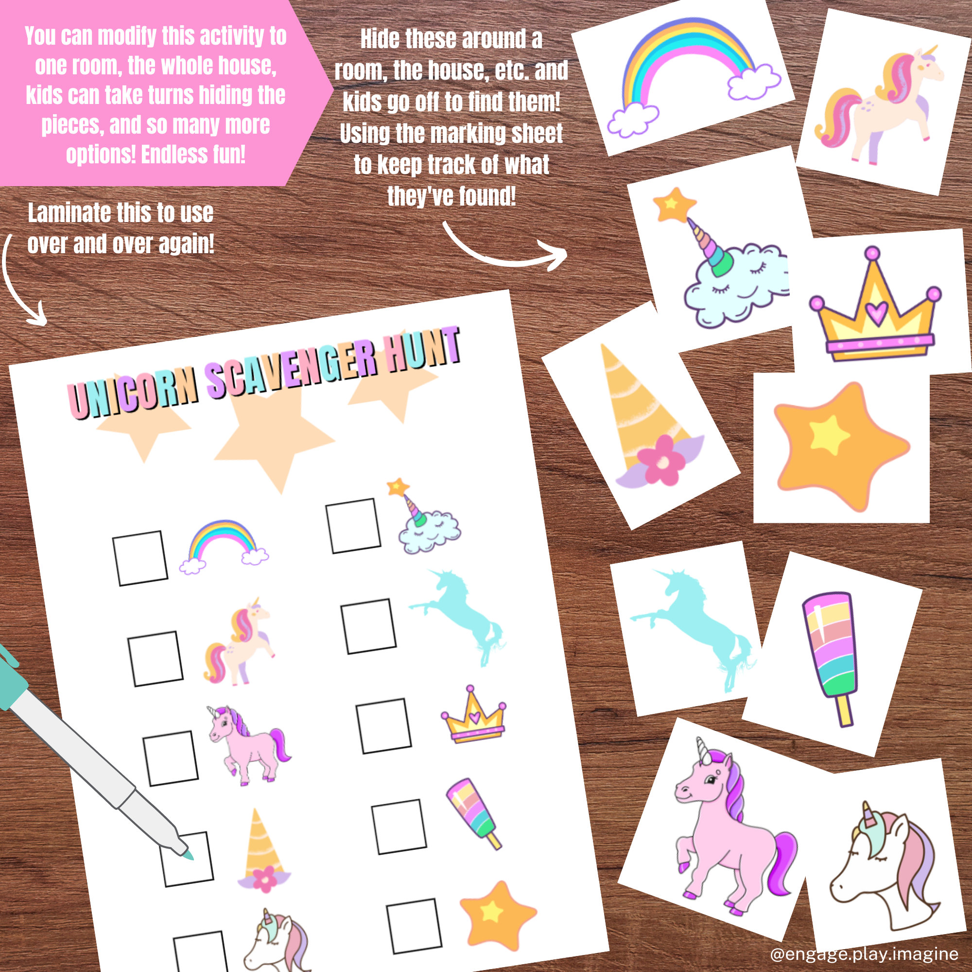 Unicorn Scavenger Hunt, Indoor Scavenger Hunt for Kids, Unicorn ...