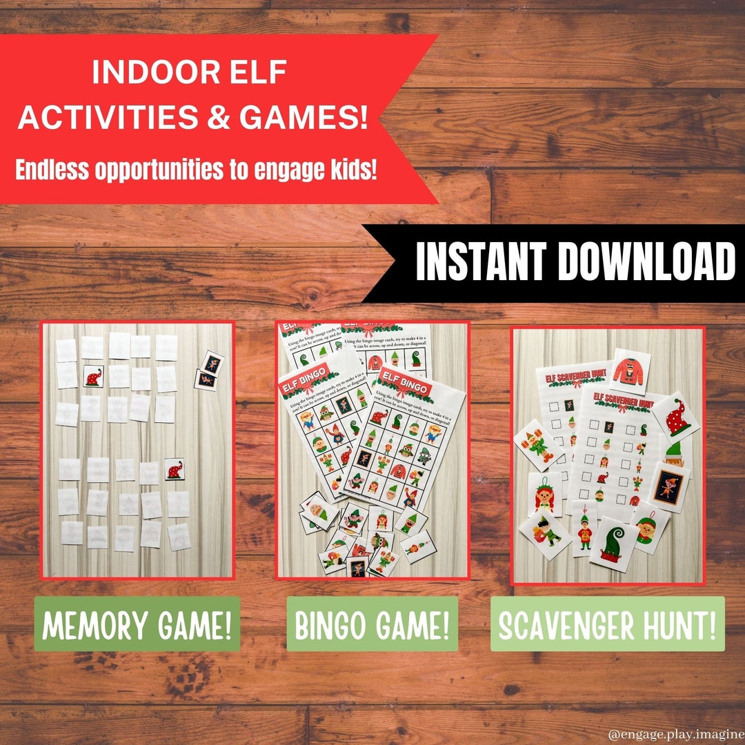 Elf Scavenger Hunt, Elf Bingo, Elf Memory Game, Elf Activities ...
