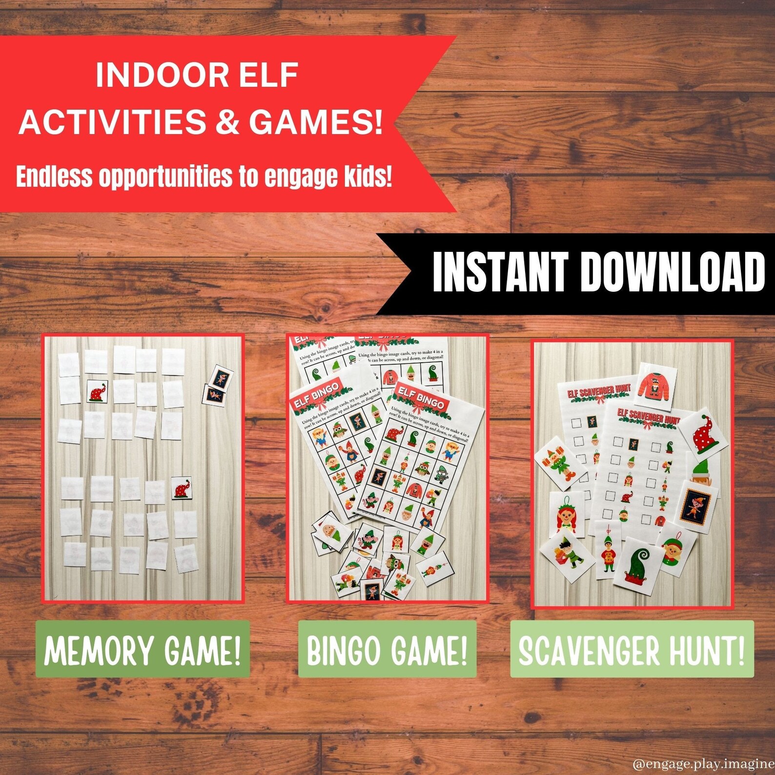 Elf Scavenger Hunt, Elf Bingo, Elf Memory Game, Elf Activities ...