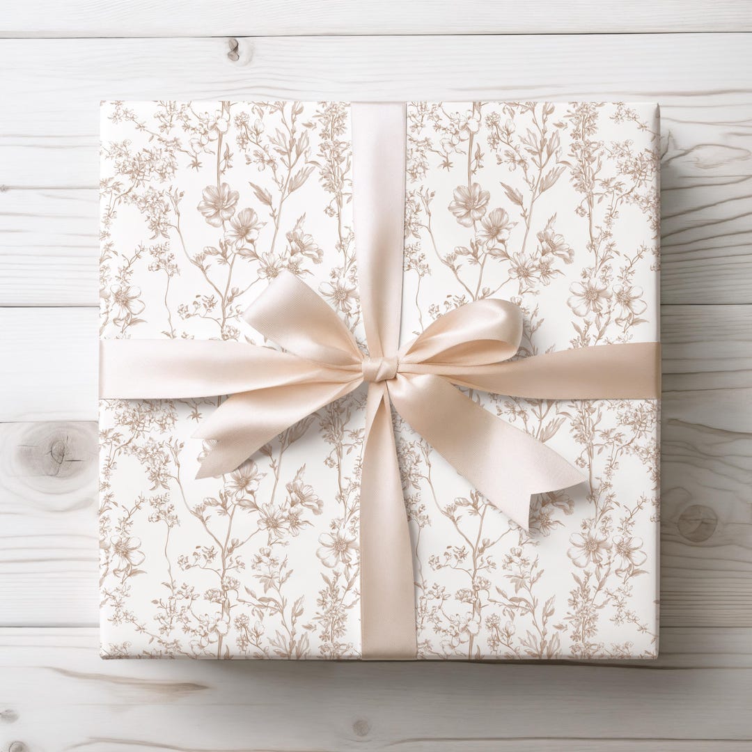 Biege Toile Wrapping Paper Roll, Wedding Gift Wrap, Gift for Wedding ...