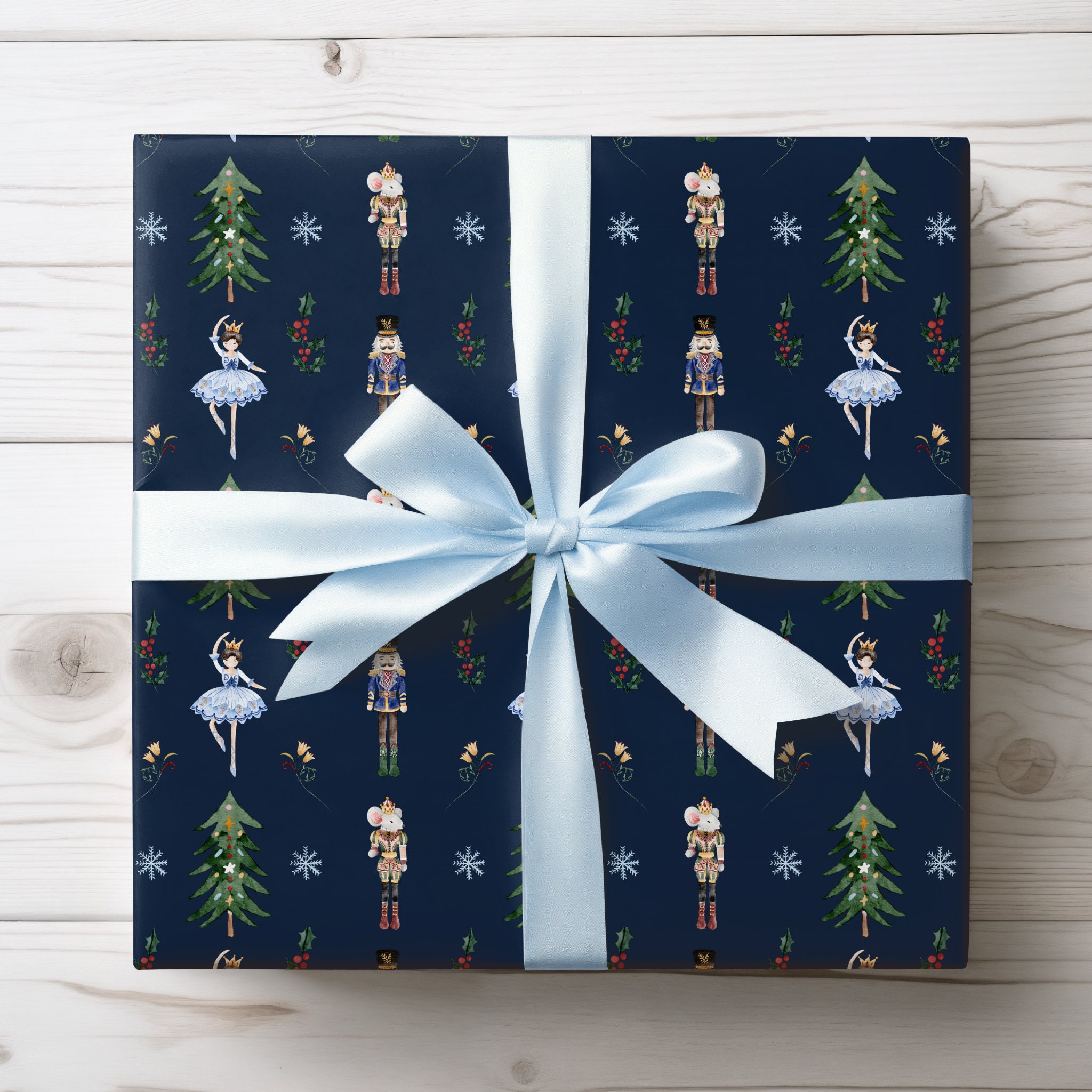 Nutcracker Wrapping Paper, Holiday Gift Wrap, Elegant Christmas Gift ...
