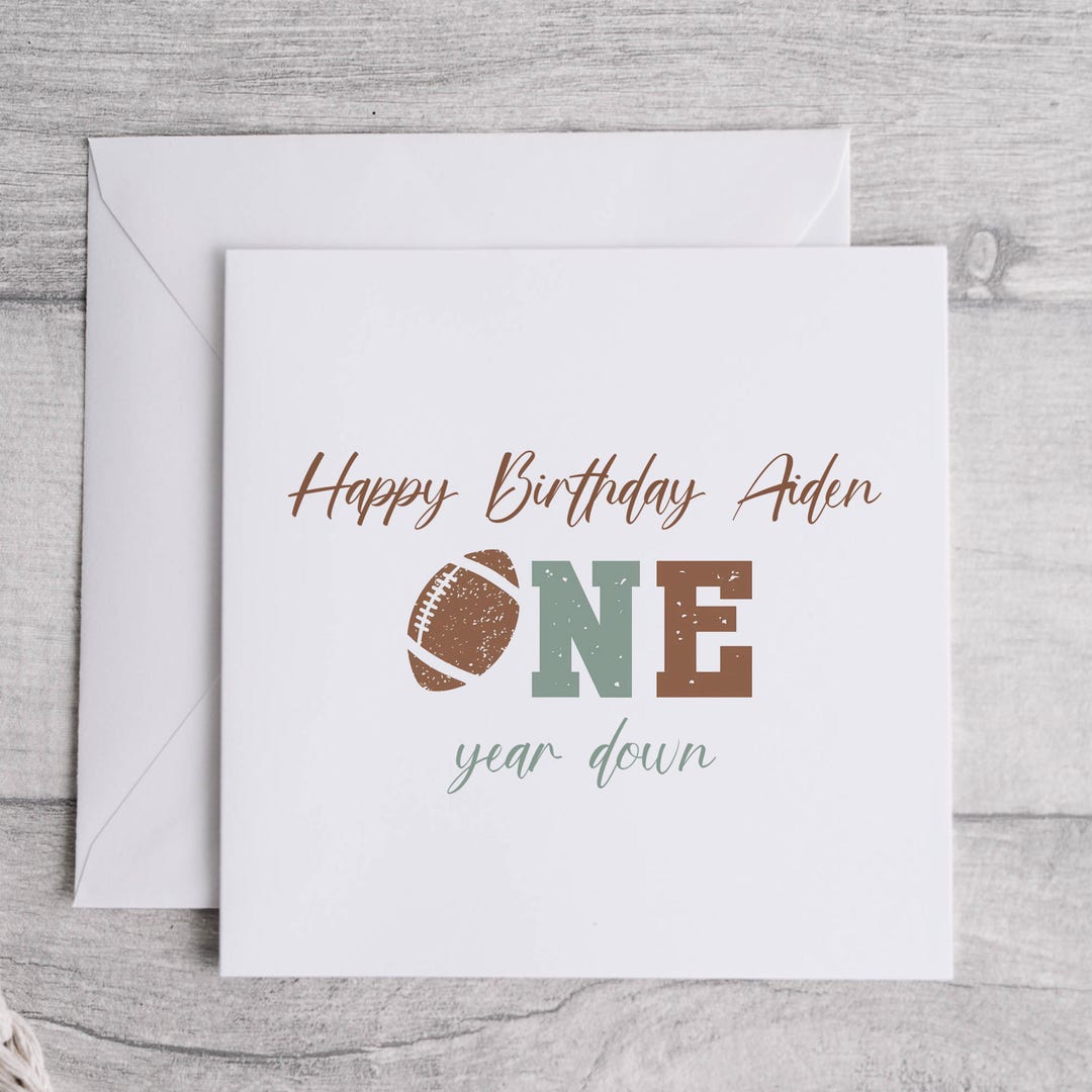 First Down Birthday Card, Personalized 1st Birthday Card, Football ...