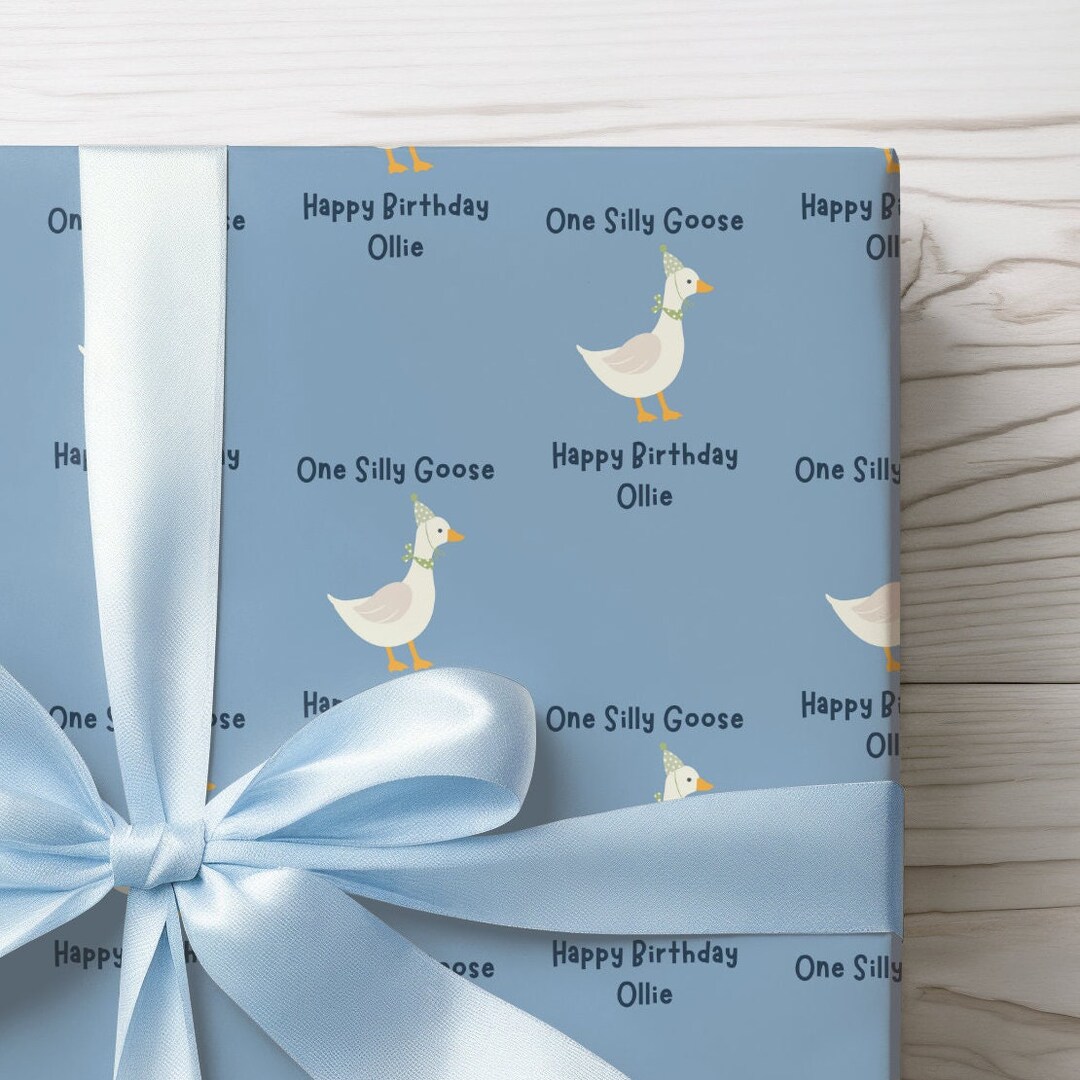 One Silly Goose First Birthday Wrapping Paper Roll for Boy or Girl, 1st ...