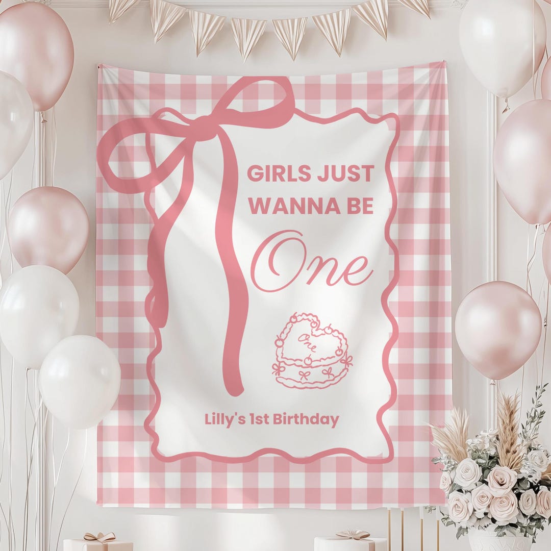 First Birthday Banner Personalized, Girls Just Wanna Be One Banner ...