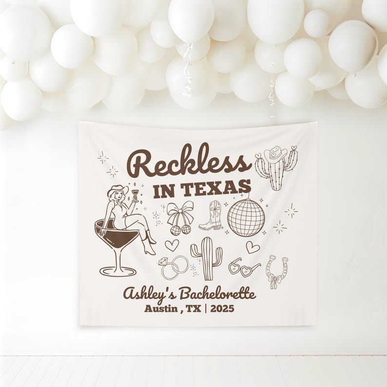 Reckless in Texas Bachelorette Banner, Bachelorette Decor, Last Rodeo ...